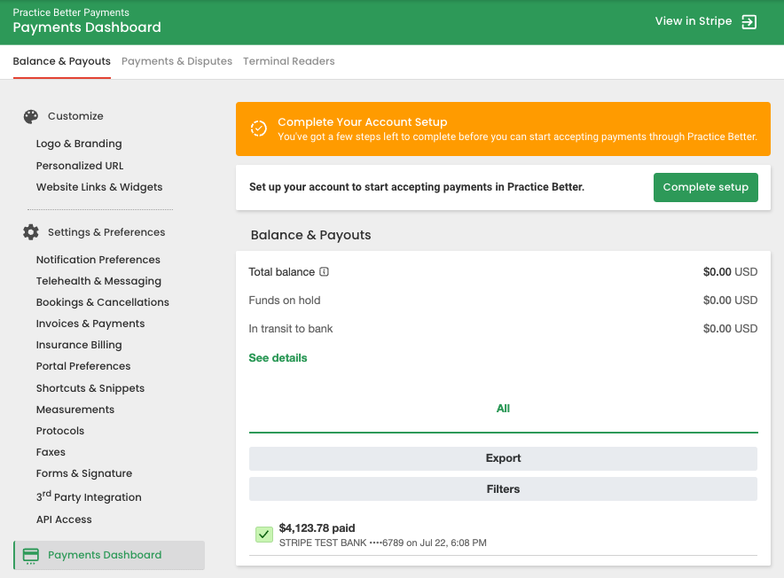 Using the Practice Better Payments Dashboard – Help @ Practice Better